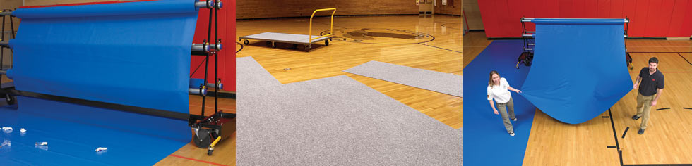 Gym Floor Covers: Sheet Vinyl Rolls & Carpet Tiles Protection
