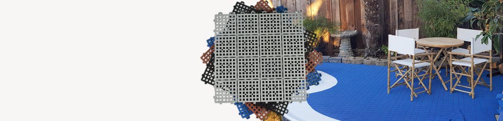 Interlocking Plastic Pool Deck Tiles, Mats & Slip Resistant Floor Squares