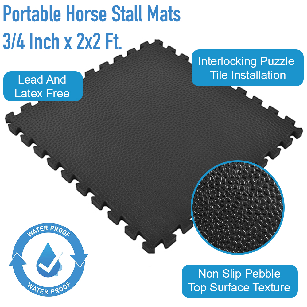 Interlocking Portable Horse Stall Mats 3/4 Inch x 2x2 Ft.
